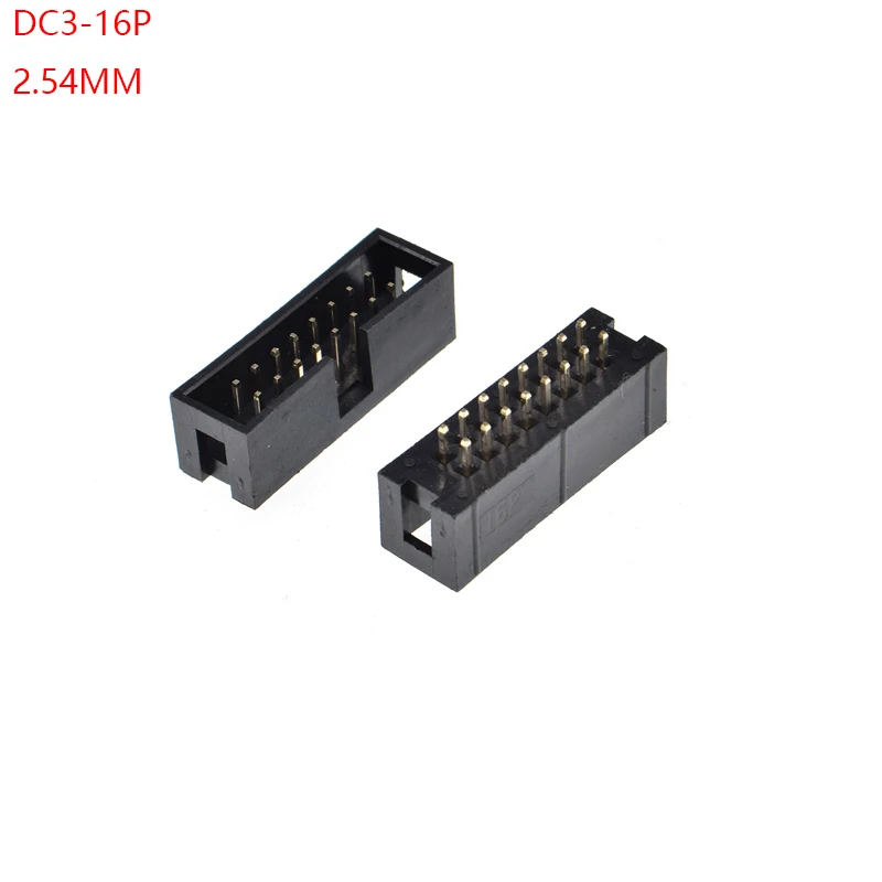 10pcs Dc3-16p 2.54mm Pitch Jtag Isp Male Socket Straight Idc Box Headers Pcb Connector Double ...