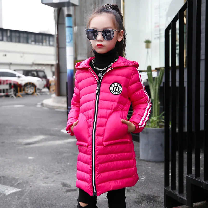 3T 8T Children Clothing Down Girl Clothes Long Sleeve Hooded Zipper ...