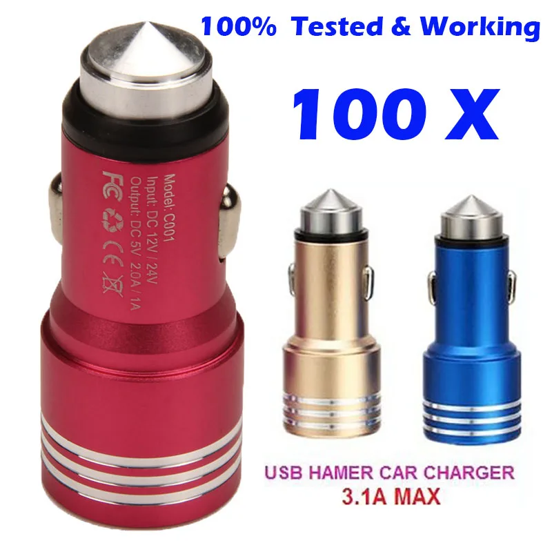 100pcs Metal Alloy Mini Car Charger 5V 2.1A 2 Ports USB Charging Plug ...