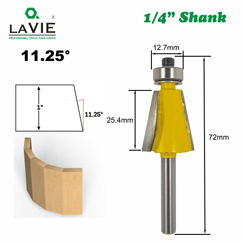 1pc 1/4 Shank 11.25 Degree Chamfer Bevel Edging Router Bit Tungsten ...