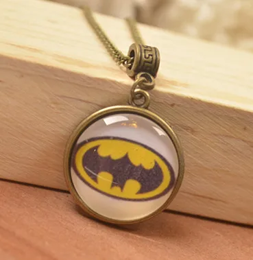 Batman logo vintage dome glass Fine link chains pendant necklace ...