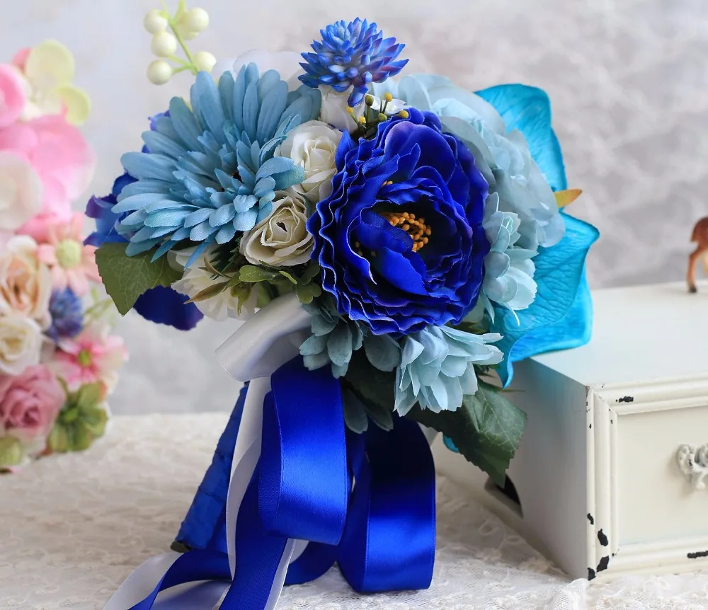 Cheap Bridal Bouquet Handmade Brides Blue Wedding Bouquet Home Cheap Bridal Bouquet Handmade Brides Blue Wedding Bouquet Home