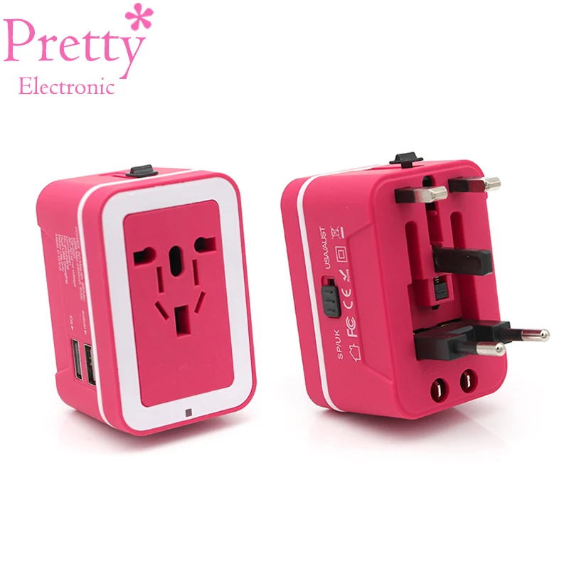 International Travel Adapter Red Blue Electric Plug Power Universal ...