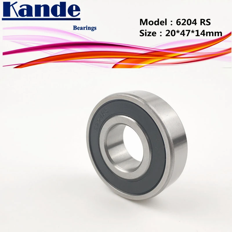 Kande 6204RS 2PCS ABEC 5 6204 2RS Single Row Deep Groove Ball Bearing ...