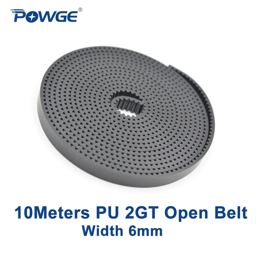 Powge Black 10meters Pu 2gt Open Timing Belt 2gt-6 Width 6mm ...