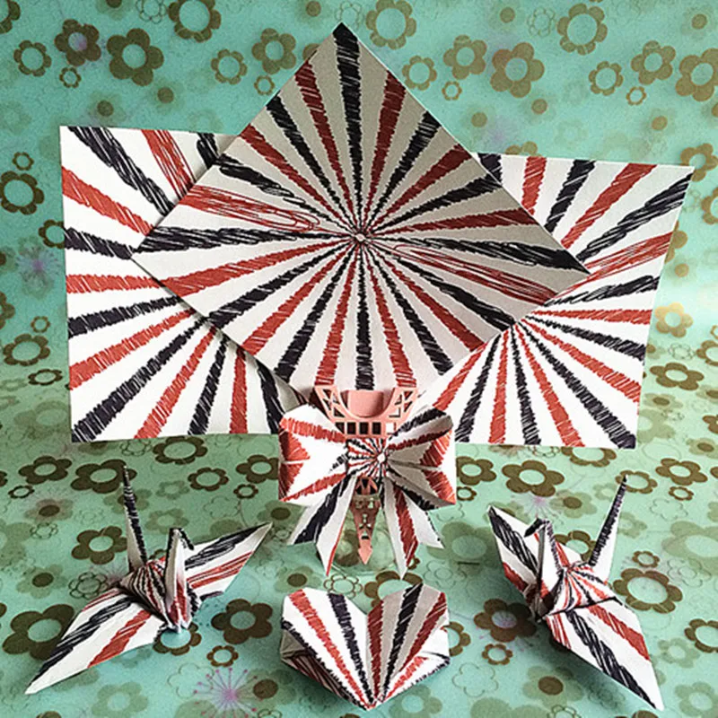 Antique-Striped-White-Origami-Paper-Folding-Cranes-DIY-Love-Handmade ...