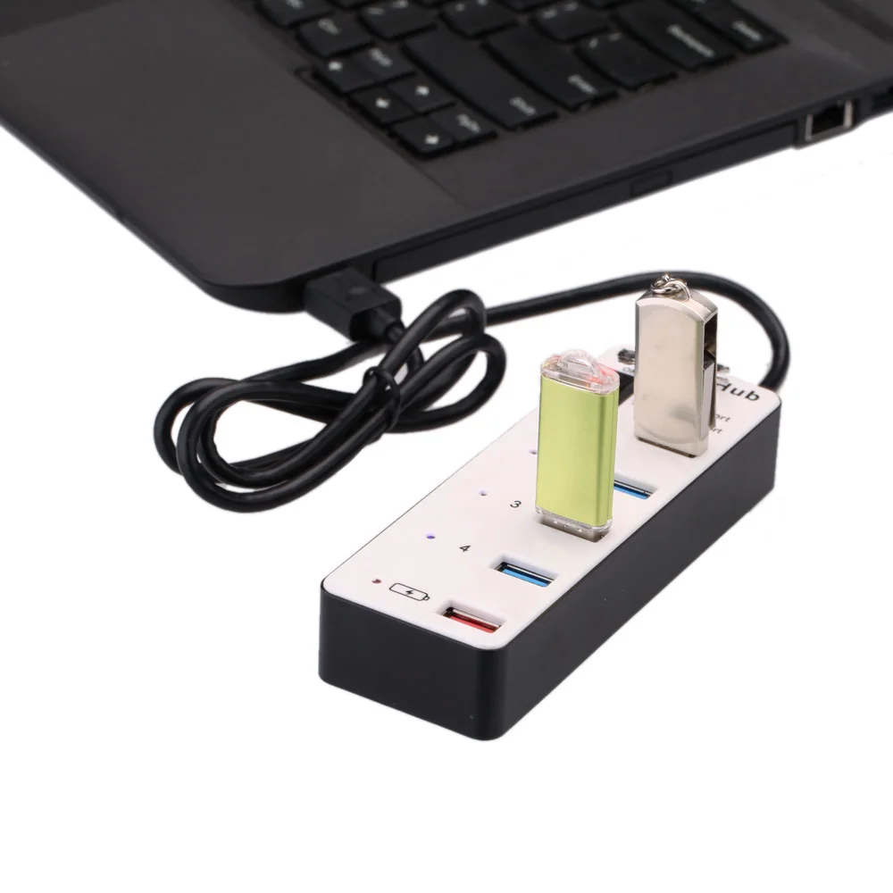 USB 3.0 HUB 4 Ports USB Splitter Expansion Adapter with ON/OFF Switch ...