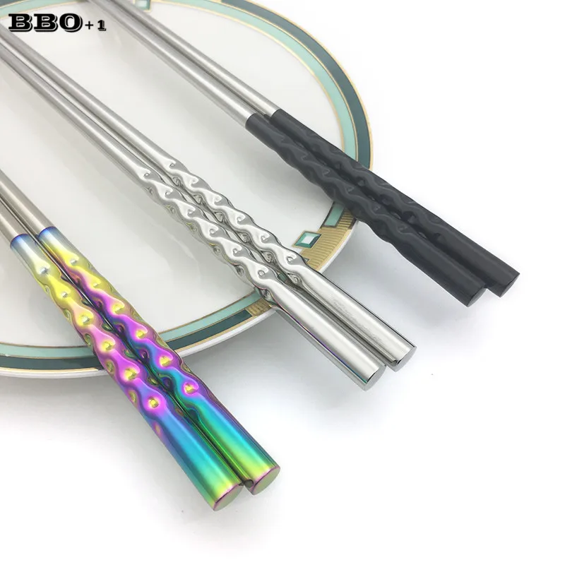 1/3Pairs 304 Stainless Steel Chopsticks Anti skip Korea Chop Stick ...