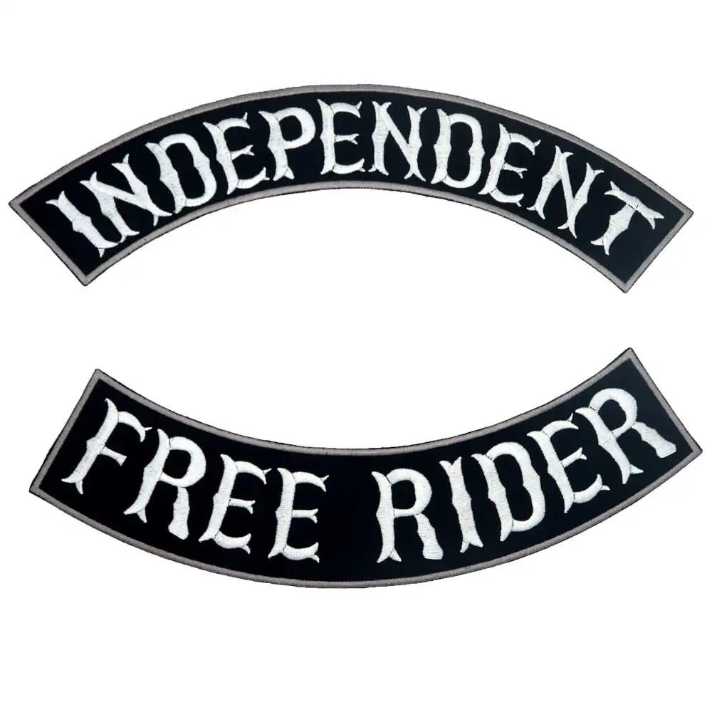 INDEPENDENT FREE RIDER ROCKER Embroidered Sewing Label punk biker ...