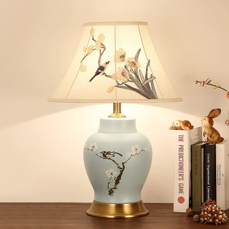Jingdezhen Hand Painted Ceramic Table Lamp Modern Chinese Living Room ...
