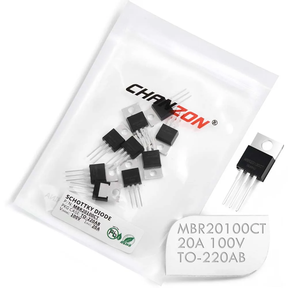 (10 Pcs) Mbr20100ct Schottky Barrier Rectifier Diodes 20a 100v To-220ab ...