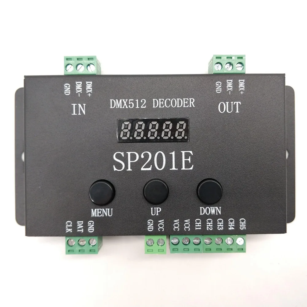 DMX512 Decoder For SPI Signal Addressable RGB Pixel LED 5 Channel PWM Output WS2812B UCS1903 ...
