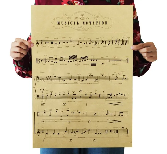 Musical Notation Vintage Kraft Paper Classic Movie Poster Home Wall ...
