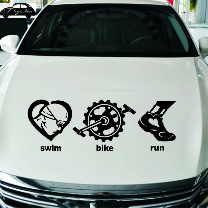 Pegatina Triathlon Sticker Swimming Run Bike Cycling Car Decal Posters ...