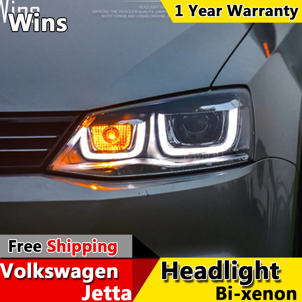 Wins lights For VW Jetta headlights U angel eyes DRL 2012 2015 For ...