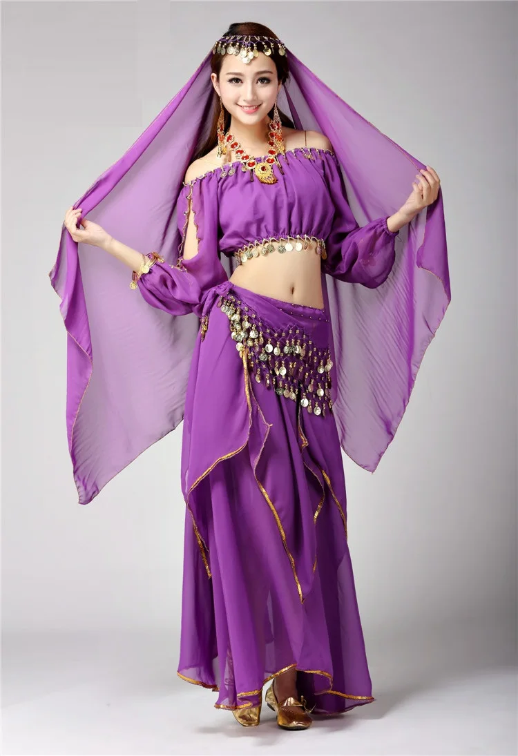 2016 Long Sleeves Belly Dancewear Costume Set Indian Dance Dress ...