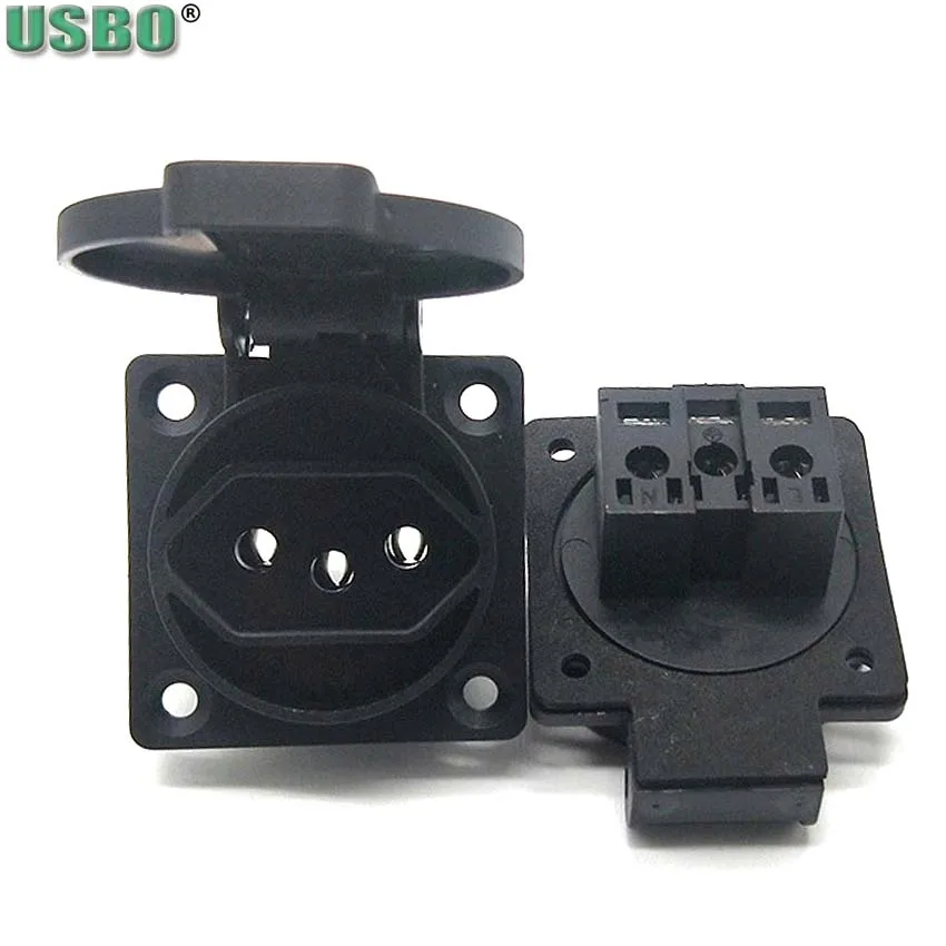 Black 20a Multifunction 2p+e Brazil 50*50mm Outdoor Industry Waterproof ...