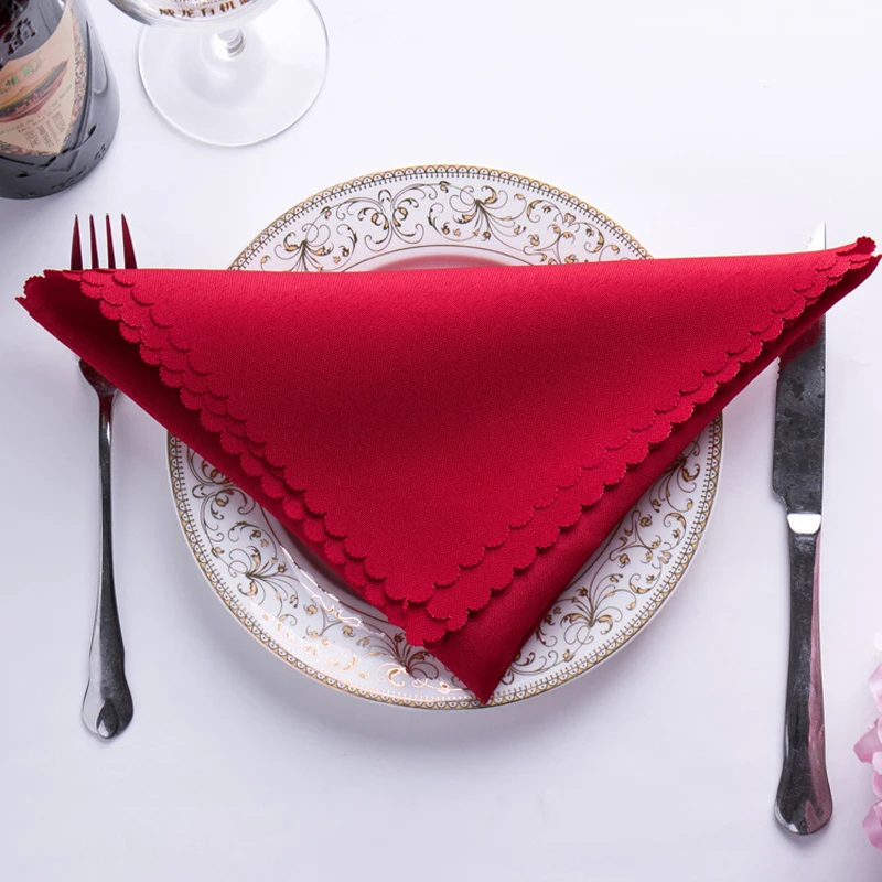 6pc/lot Red Wedding Dining Table Napkin Pastoral Style Classical Plain ...