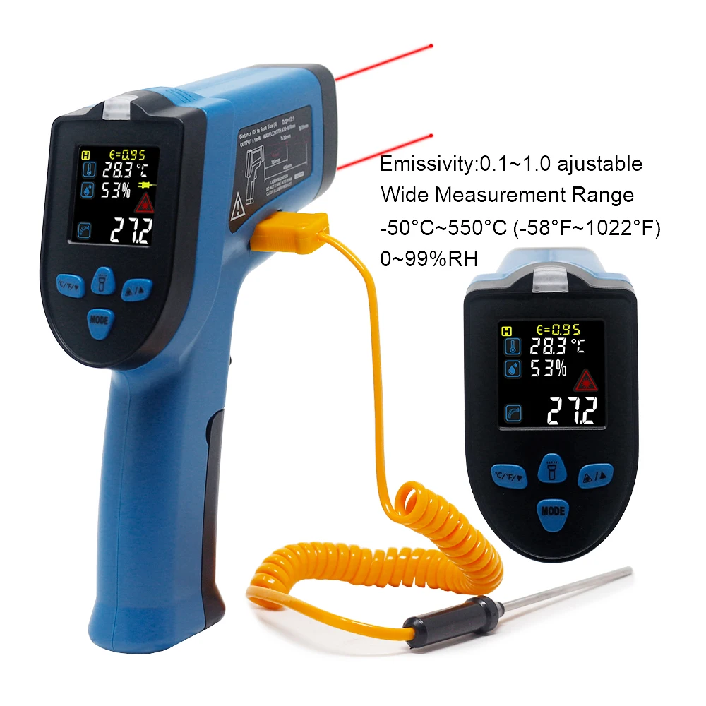 Infrared-Thermometer-Gun-Pyrometer-Humidity-Meter-Digital-Thermometer ...
