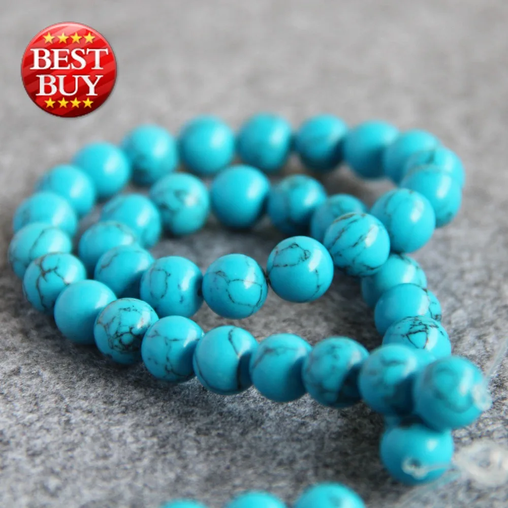 New For Necklace&bracelet 10mm Natural Blue Turkey Stone Loose Beads ...