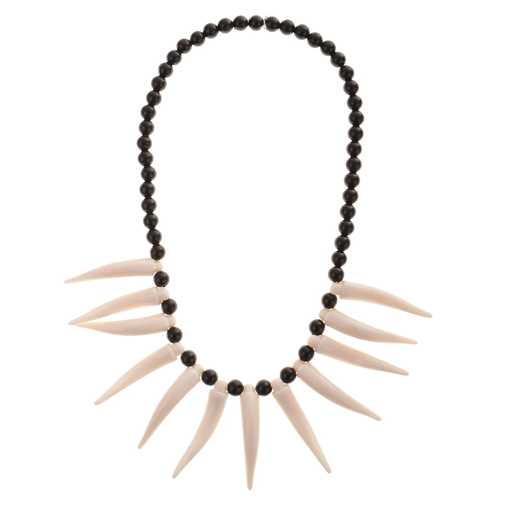 Novelty-Artificial-Tusk-Horn-Beads-Tribal-Tooth-Necklace-Party-Fancy ...