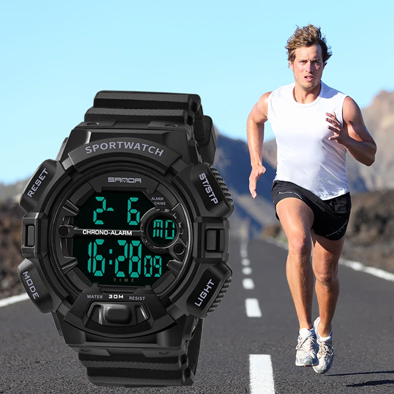 2018 Relógio Do Esporte Militar Homens de Negócios Relógios À Prova D' Água Eletrônica Digital ...