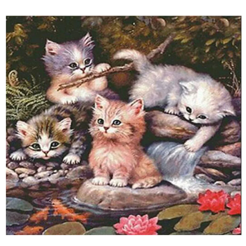 Aliexpress.com : Buy Diy diamond painting Four cat patchwork picture of ...