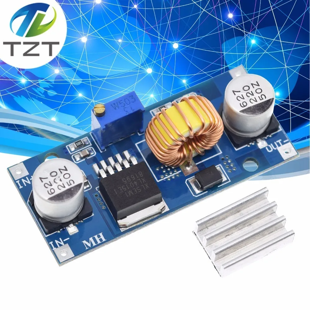 Módulo de fuente de alimentación ajustable, cargador de litio LED con disipador de calor, 5A ...