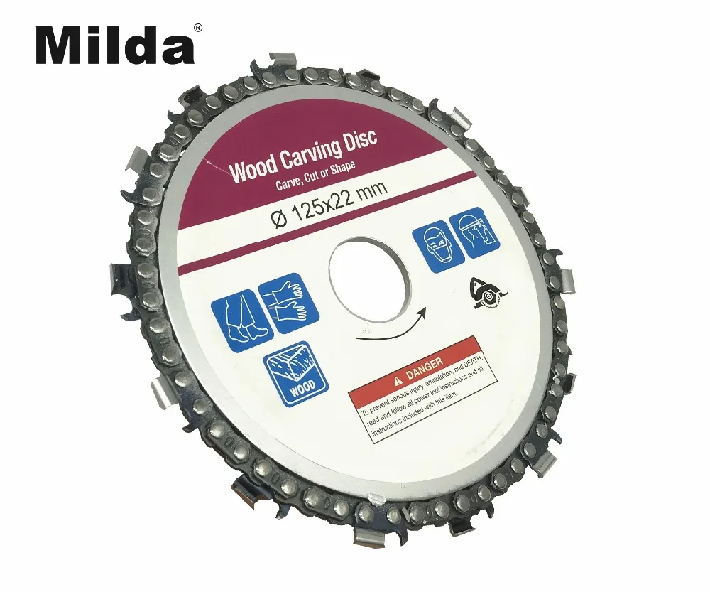 Milda 5 Inch Grinder Chain Disc 22mm Arbor 14 Teeth Chain Saw Wood ...