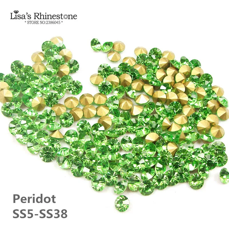 Mix Size Peridot Point Back Rhinestones Glass Round 3D Nail Art Strass ...