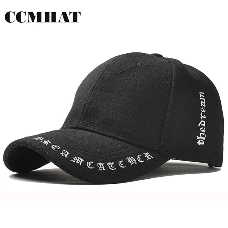 CCMHAT Letter Embroidery Baseball Caps For Men Woolen Winter Outdoor ...