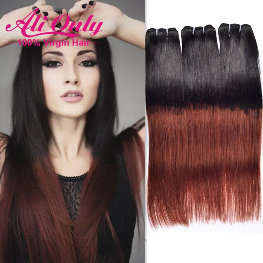 T1B/33 Ombre Human Hair Extensions 12 26 Inch Brazilian Straight Hair ...