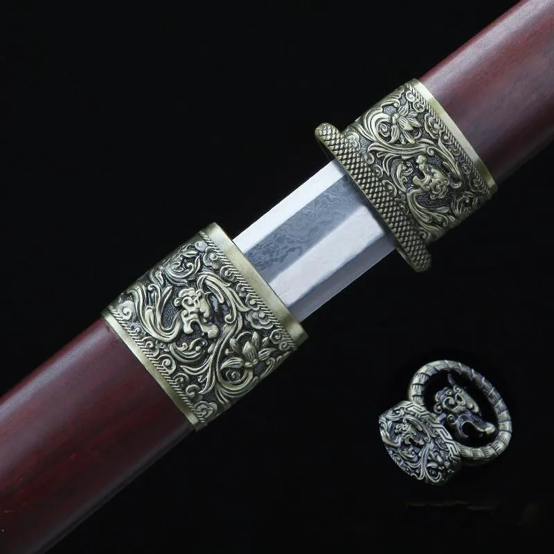 Chinese Traditional handmade short sword pattern steel blade copper ...