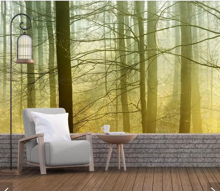 Nature Misty Forest Wall Paper Roll Mural for Living Room Sofa TV ...