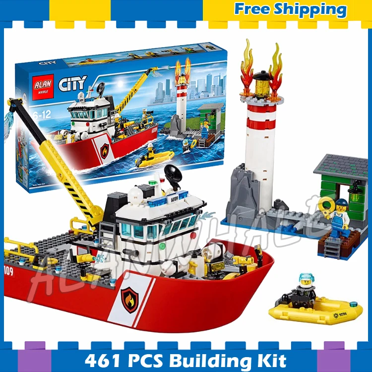 450pcs New City Fire Ship Boat Rescue Lighthouse Firefighter 10830 ...