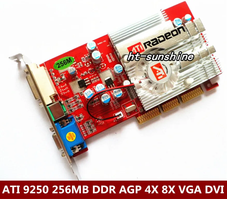 Frete grátis ATI 9250 256 mb DDR AGP 4X 8X VGA DVI Placa De Vídeo AGP ...
