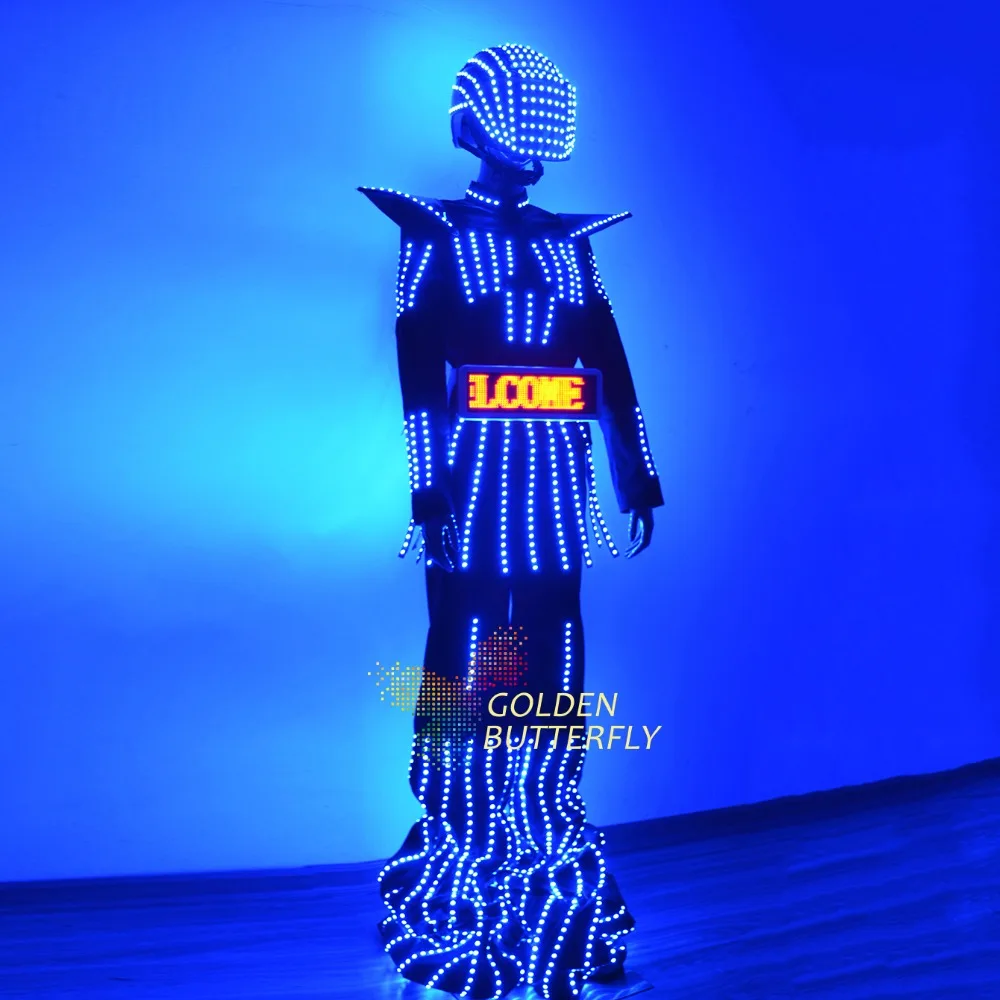 LED Clothing Glowing Clothes Luminous Stilt Robot 2017 Talent Show Men ...