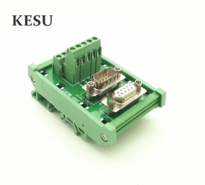Dual DB9 D-Sub DIN Rail Mount Interface Module , 2-Ports DB9 Female ...