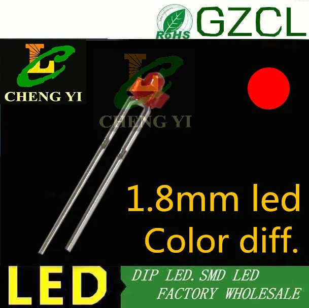 Mini diodo led difusor indicador vermelho 1.8mm, diodo emissor de luz ...