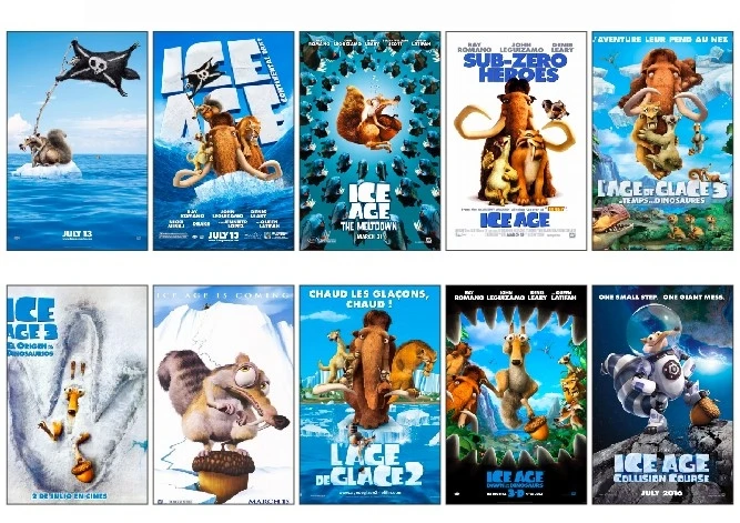 10 pcs/set Ice Age Series Movie Poster Picture Souvenir Card Sticker ...
