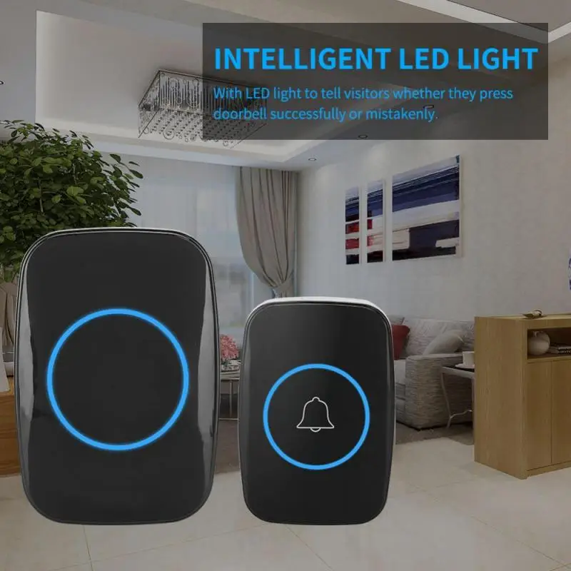 Music LED Wireless Doorbell Waterproof door bell Outdoor Transmitter ...