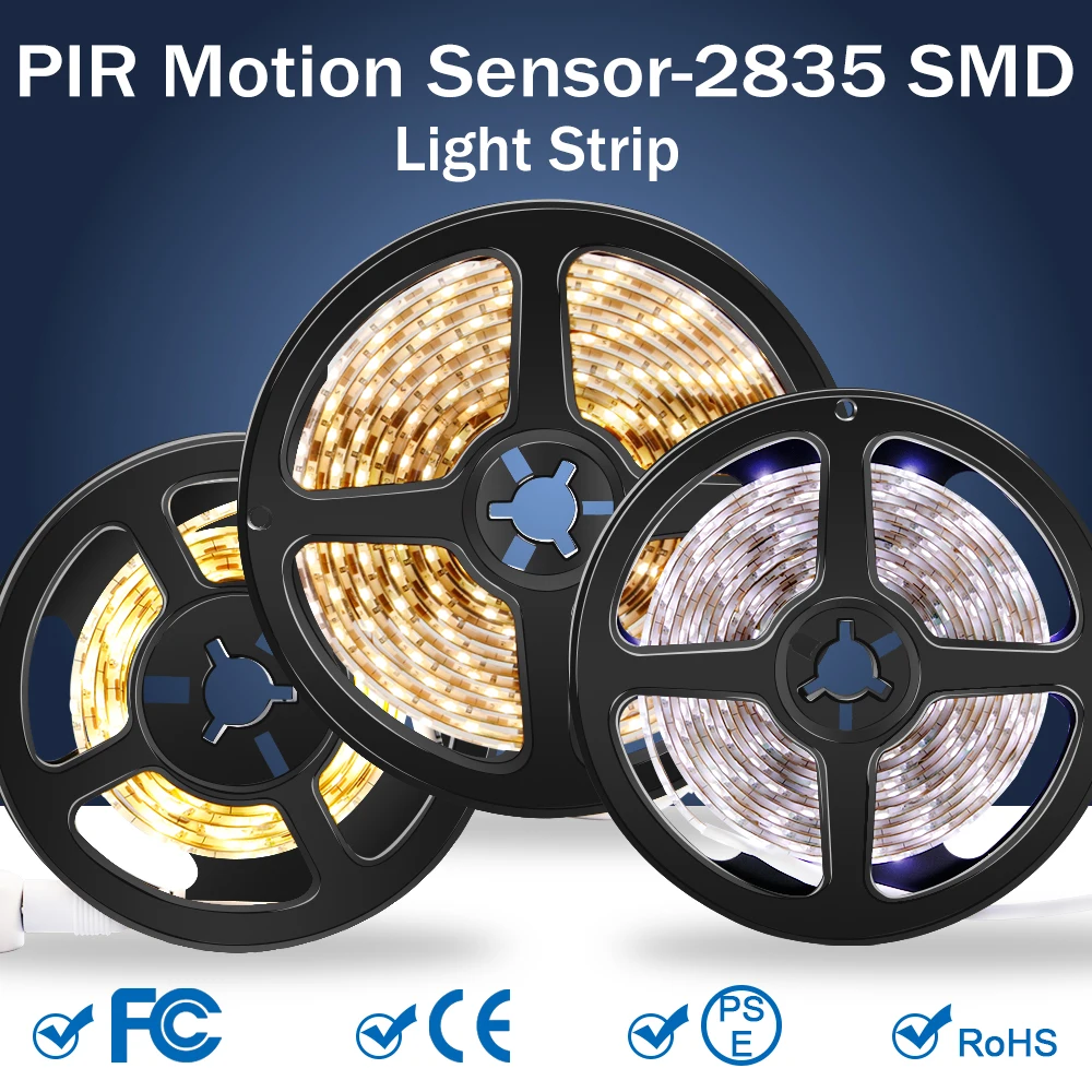 PIR-Motion-Sensor-Led-Wall-Light-Strip-5V-SMD-2835-Lamp-Tape-Led-Neon ...