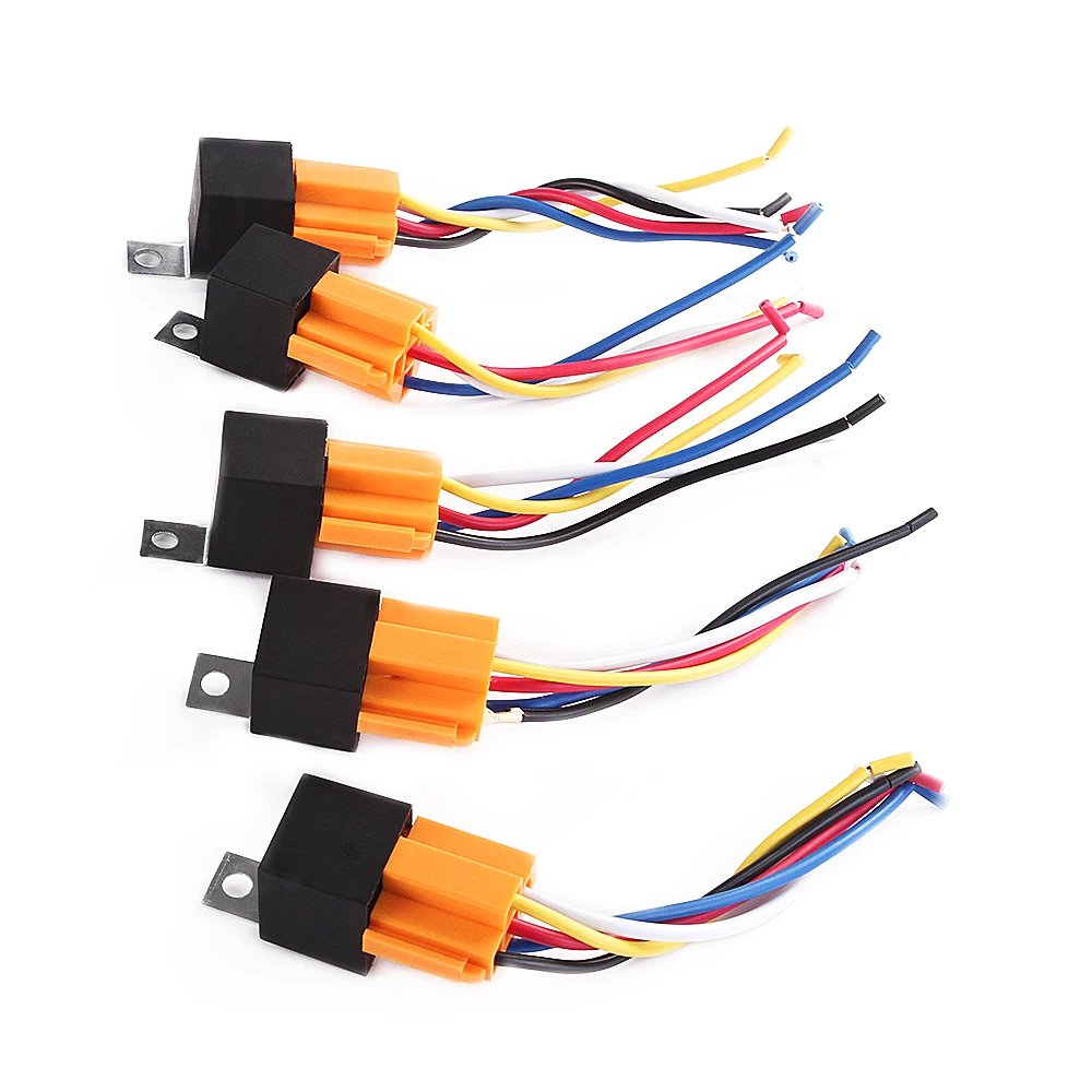 5 Pcs 12V Water Resistant Relay Switch Harness Set 5 Pin Automotive ...