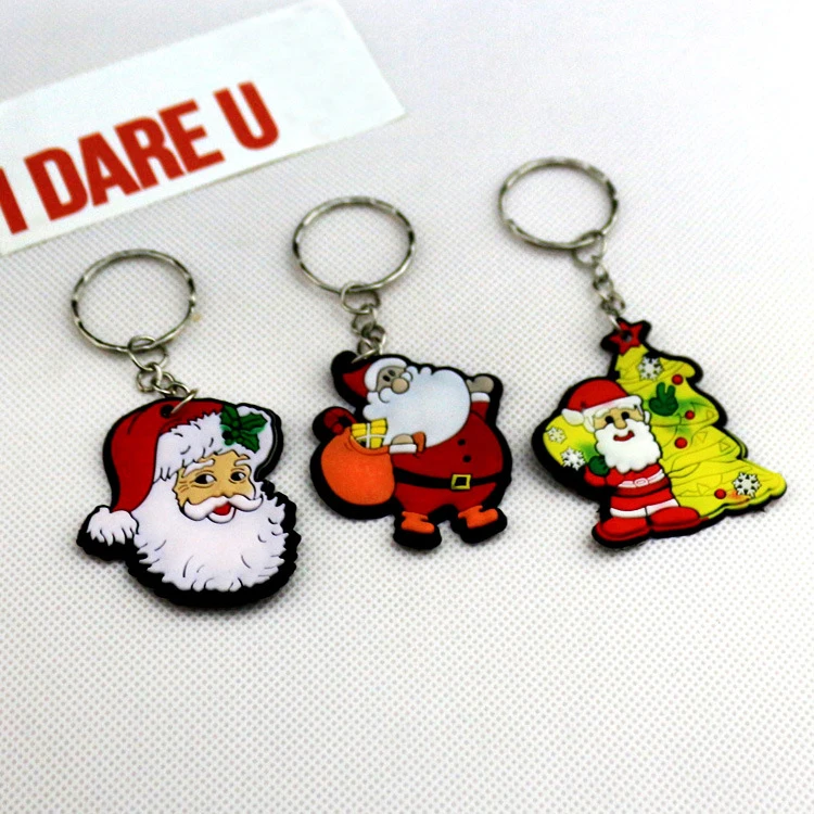 10Pcs/lot Christmas Santa Claus Key Chain For Women Men Gifts Cartoon ...