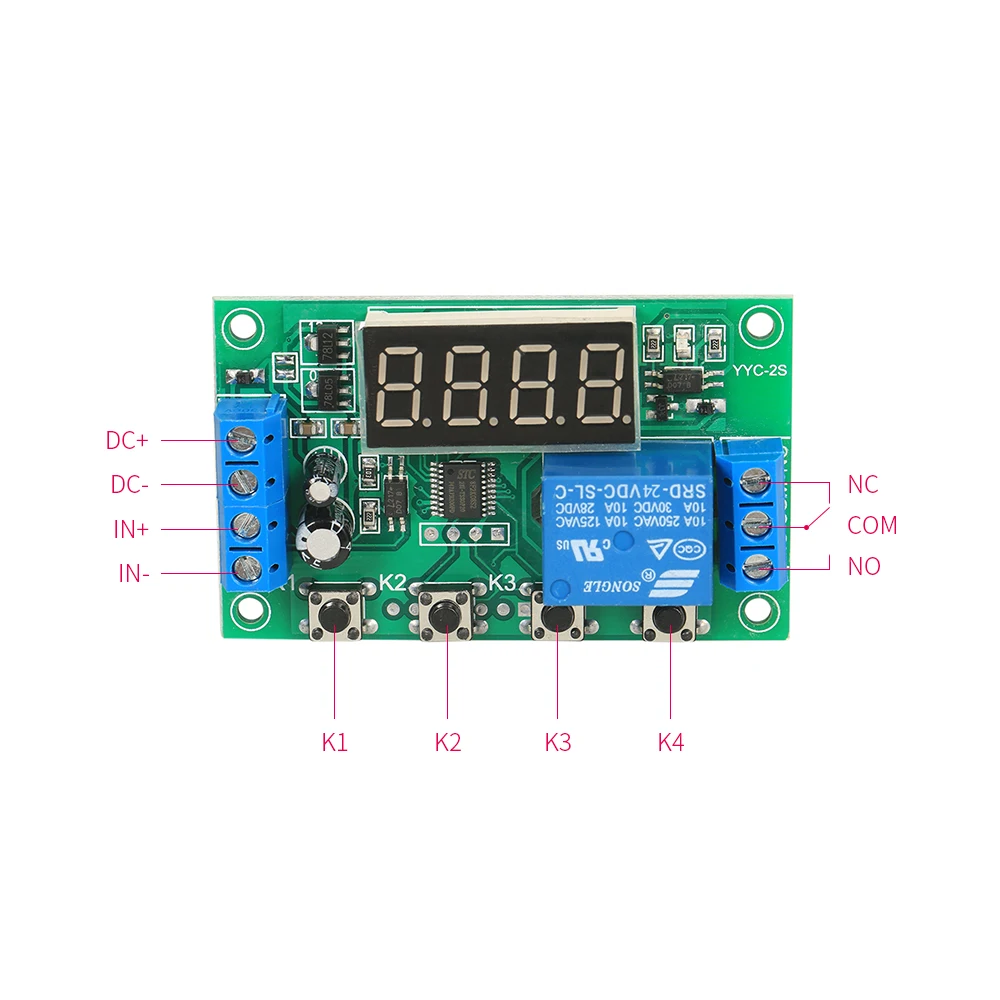 DC 5V/12V/24V 5A YYC-2S Adjustable LED Delay Relay Module Delay Timer ...