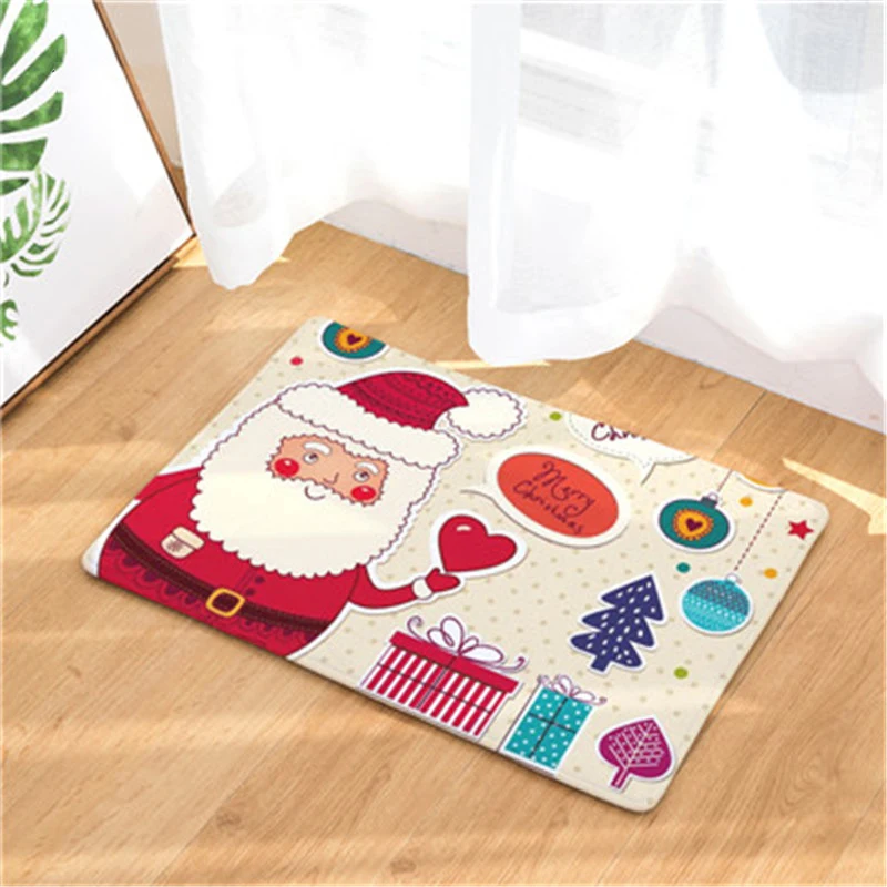 Comwarm Non Slip Flannel Christmas Floor Carpet Cartoon Pattern Santa ...
