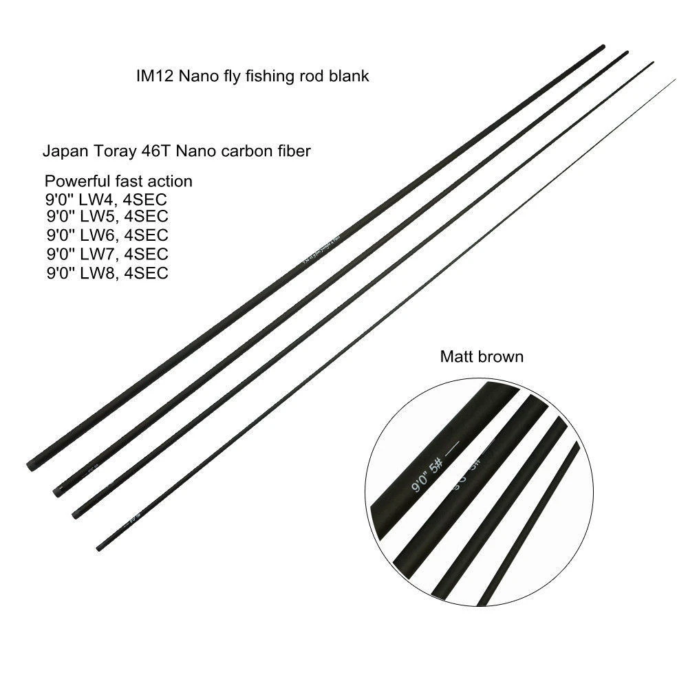 Aventik 9'0'' LW4 To LW8 IM12 Fresh Water Fly Fishing Rod Blanks Super ...