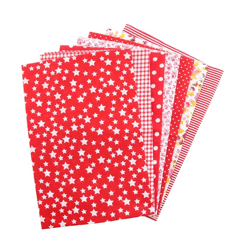 Red Floral Patchwork Plain Cotton Fabric Sewing Textile Patchwork ...