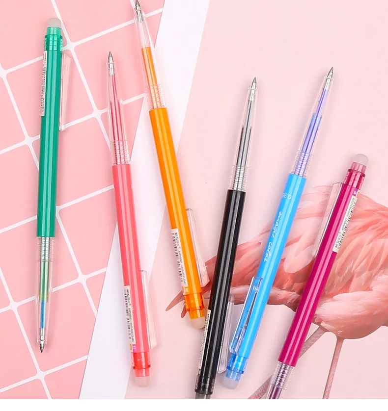 STYLO,12 Pcs Black Ink--stylo effaçable rétractable, mignon ...