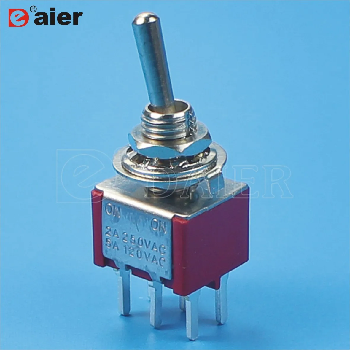 Interruptor de palanca en miniatura DPDT 6A 125VAC, M6X0.75, 6 pines, encendido 3A 250VAC, 6MM ...